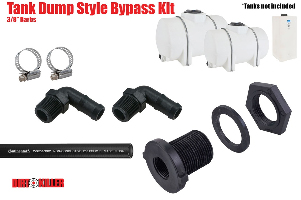 Tank Dump Style Bypass Kit, 3/8" Barbs | Dirt Killer
